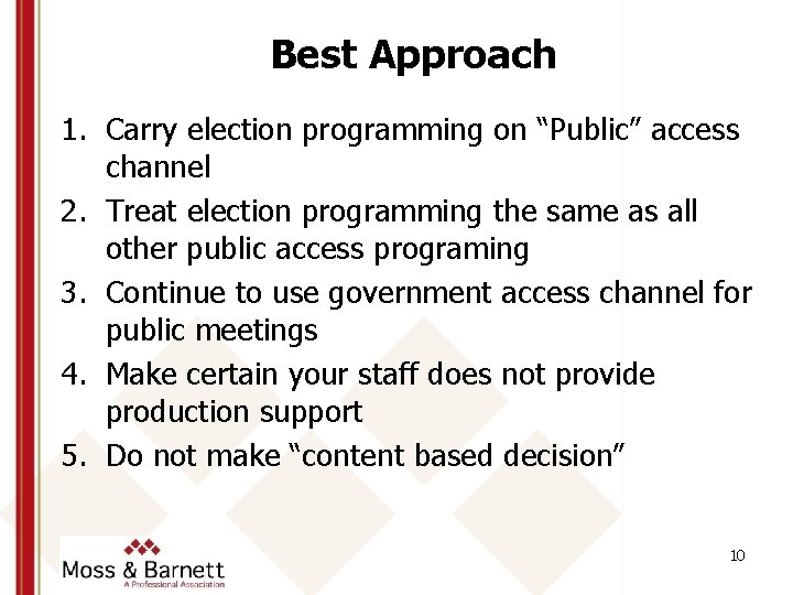 Election Programming On Local PEG Channels e NATOA
