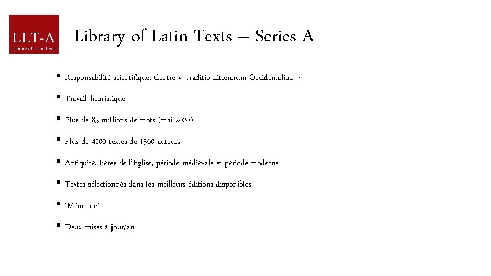 Library of Latin Texts Series A B Une