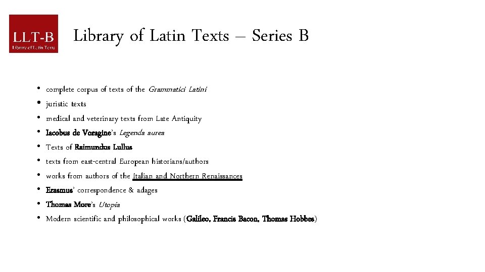 Library of Latin Texts Series A B Une