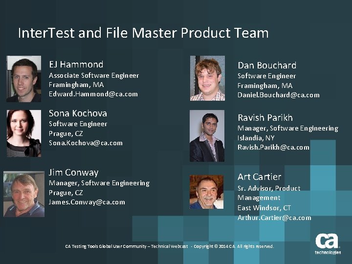 CA Testing Tools Global User Community Technical Webcast
