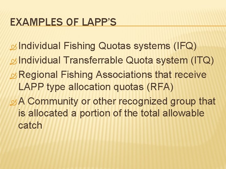 Catch Share allocation schemes POTENTIAL BENEFITS OF A