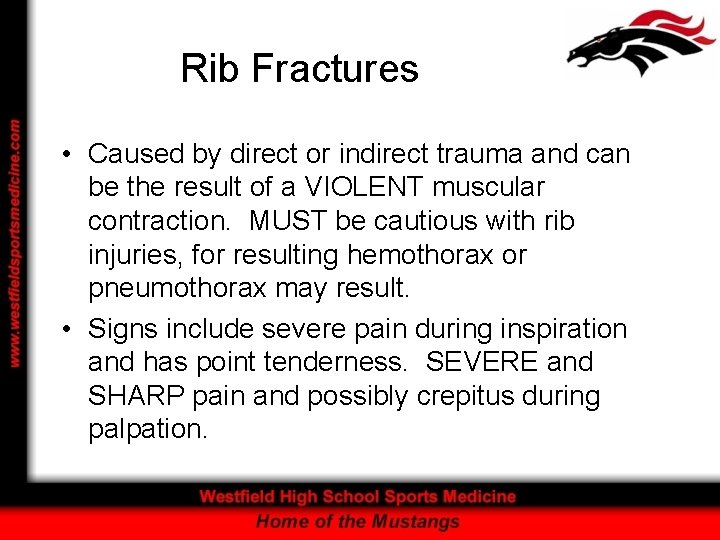 Prevention and Treatment of Injuries Westfield High School