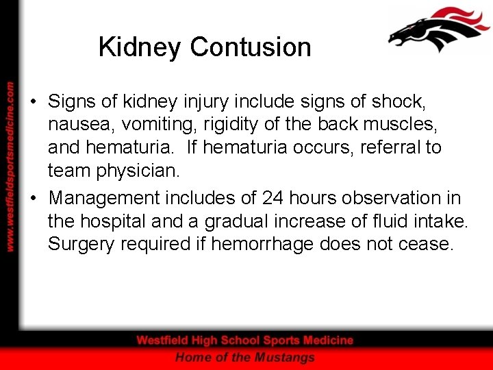 Prevention and Treatment of Injuries Westfield High School