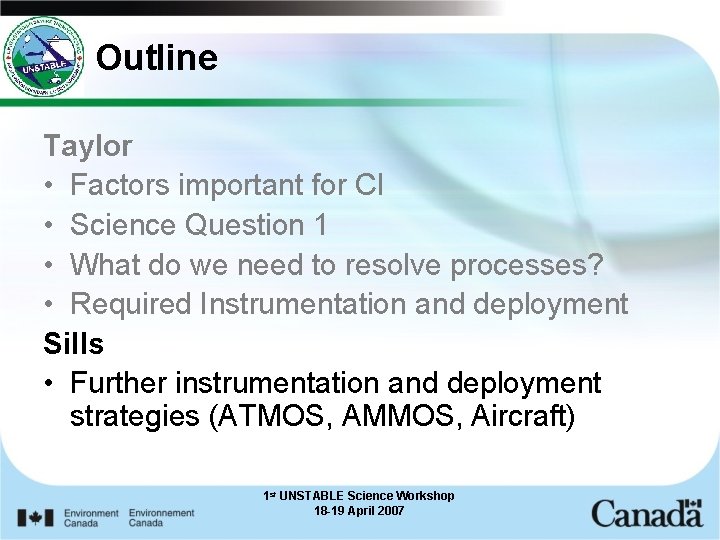 Outline Taylor Factors important for CI Science Question