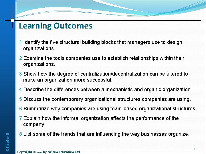 Chapter 8 Designing Organizational Structures Prepared by Norm