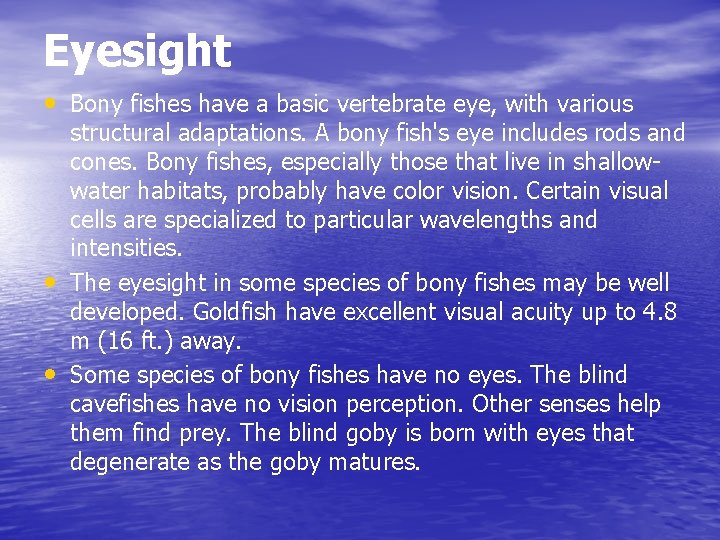 Chapter 10 Vertebrate Fishes Overview Fish has many