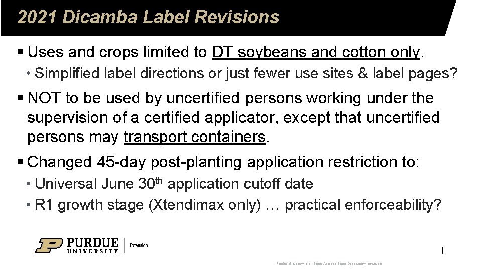 2021 BRIEF DICAMBA UPDATE Joe Becovitz Office of