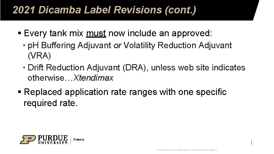 2021 BRIEF DICAMBA UPDATE Joe Becovitz Office of