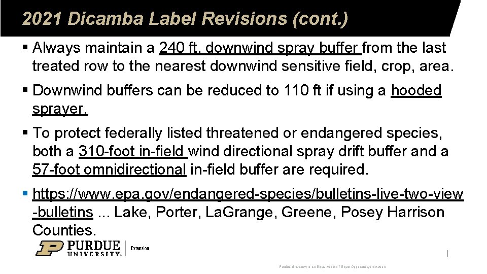 2021 BRIEF DICAMBA UPDATE Joe Becovitz Office of