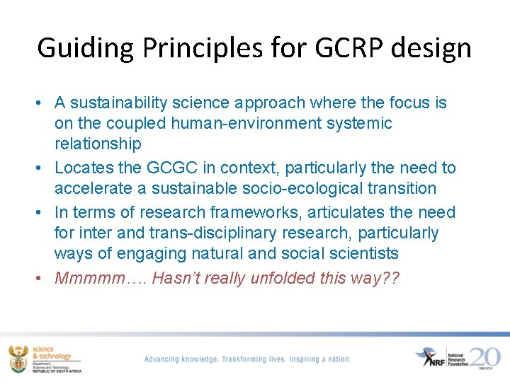 Global Change Research Plan GCRP Origin In 2007