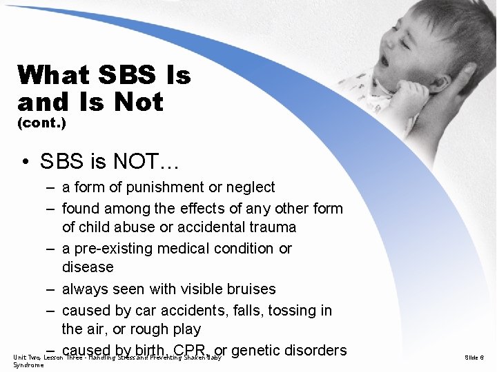 Shaken Baby Syndrome A Preventable Tragedy Unit Two