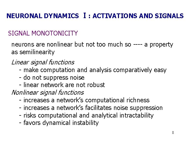 NEURAL NETWORK THEORY NEURONAL DYNAMICS ACTIVATIONS AND SIGNALS