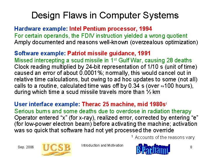 FaultTolerant Computing Motivation Background and Tools Sep 2006