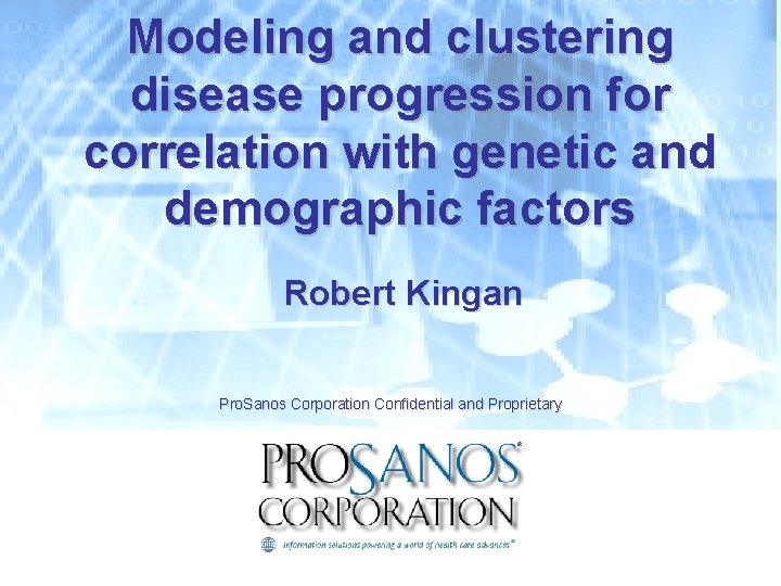 Modeling and clustering disease progression for correlation with