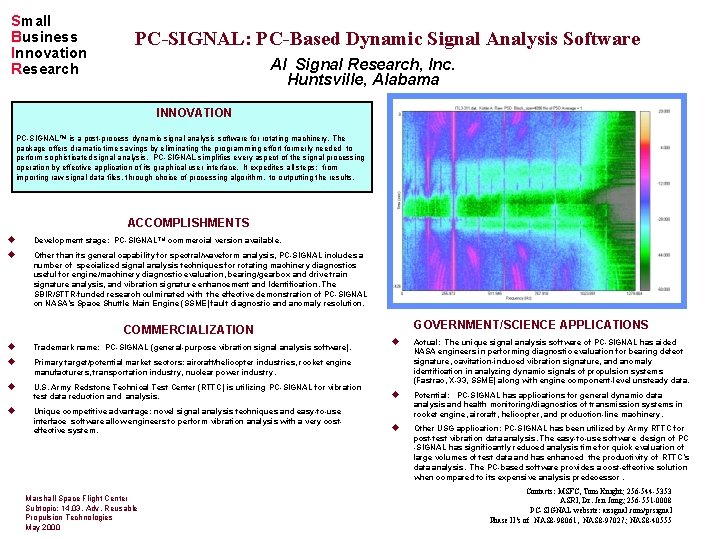 Small Business Innovation Research PCSIGNAL PCBased Dynamic Signal