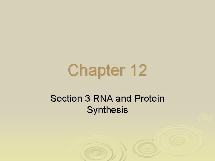 Chapter 12 Section 3 RNA and Protein Synthesis
