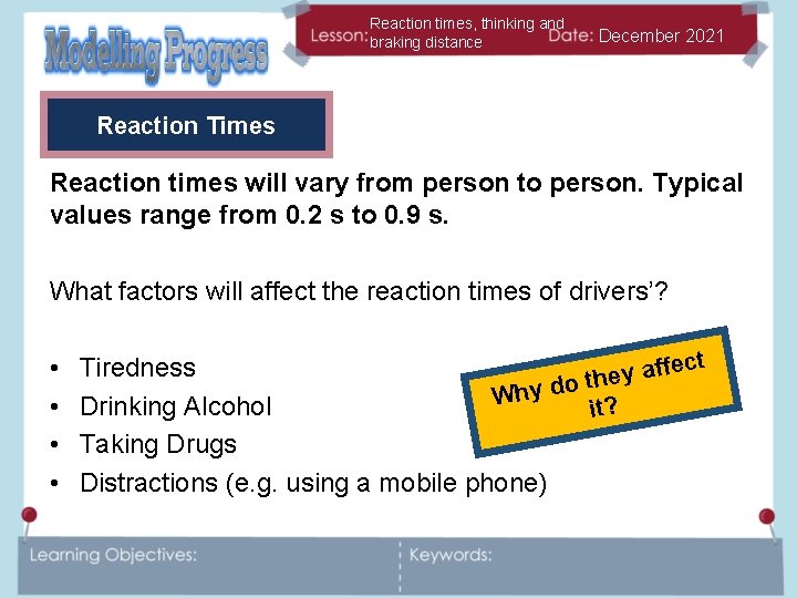 Reaction times thinking and braking distance C H