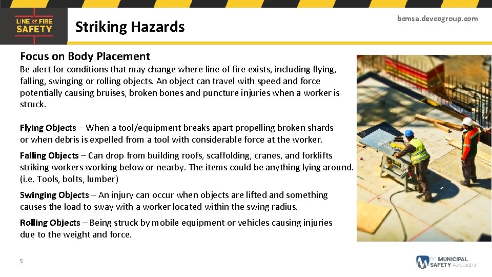 bcmsa devcogroup com What is a Striking Hazard