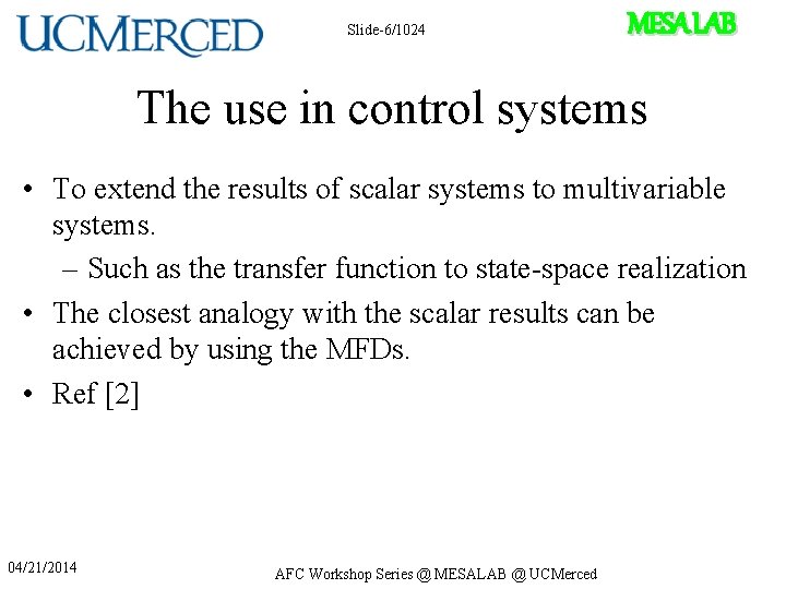 MESA LAB A Brief Introduction to MFD Matrix