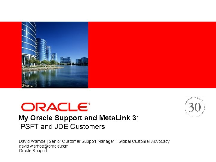 Insert Picture Here My Oracle Support and Meta