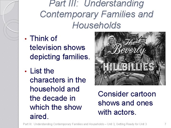 Part III Understanding Contemporary Families and Households Unit