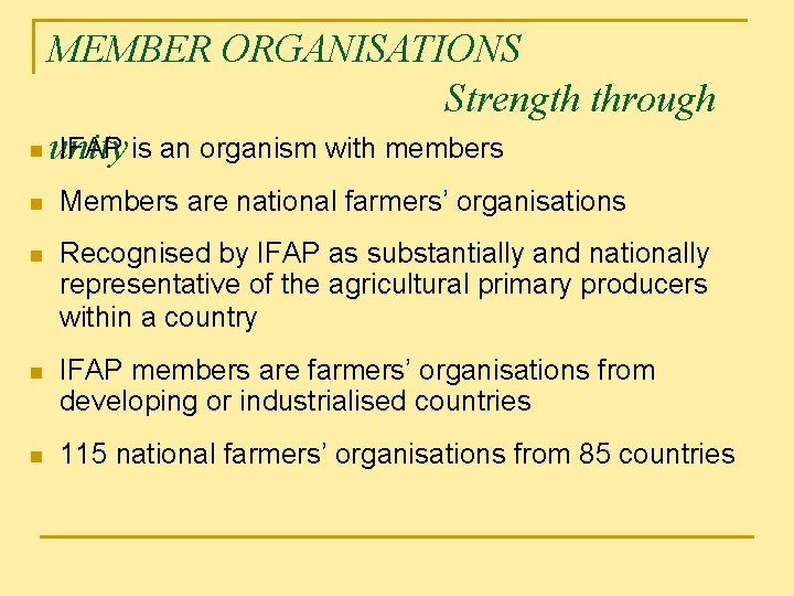 IFAP presentation WHAT IS IFAP n Global network