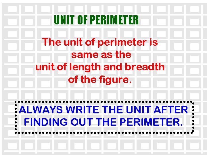 PERIMETER OF SQUARE RECTANGLE Bombay Cambridge Gurukul MATHEMATICS