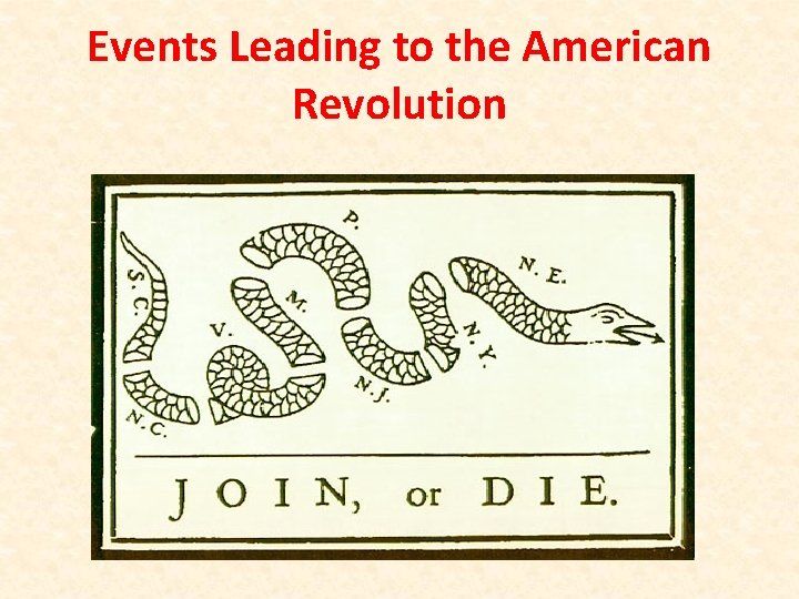 Events Leading to the American Revolution 1660 The