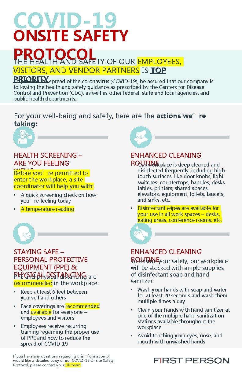 COVID19 ONSITE SAFETY PROTOCOL THE HEALTH AND SAFETY