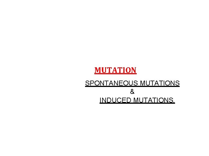 MUTATION SPONTANEOUS MUTATIONS INDUCED MUTATIONS MUTATIONS Mutations are