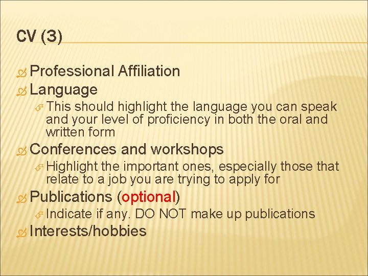 Writing CVs and a cover letter BIM 110