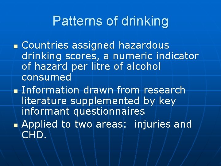 Estimating alcohols role in disease disability the alcohol