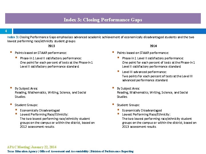 State Accountability Overview 1 Performance Index Framework For