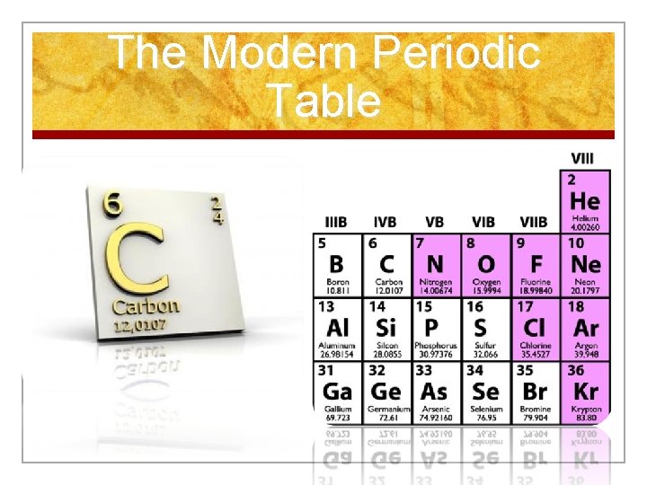 Meet the Elements Periodic Table Organizing the Elements