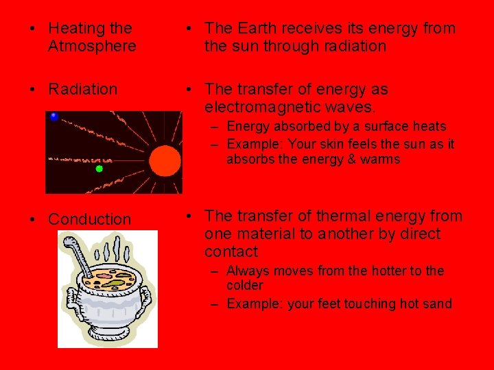 Heating the Atmosphere The Earth receives its energy