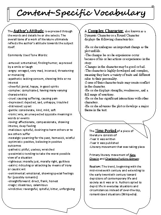 ContentSpecific Vocabulary The Authors Attitude is expressed through