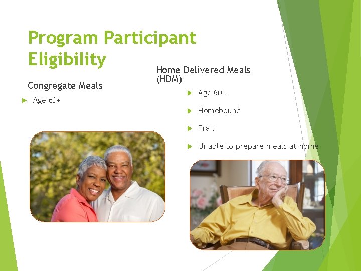 NUTRITION PROGRAMS MEAL SITE CHECKIN CLERK TRAINING Learner