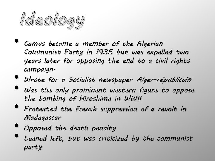 The Life and Work of Albert Camus Kiley