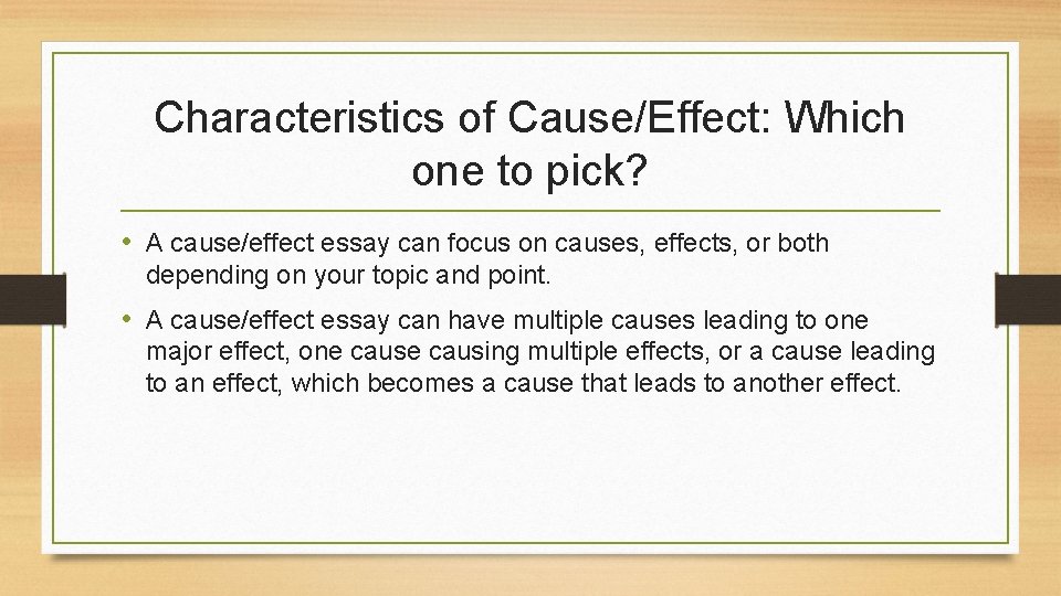 The Modes Definition and Cause and Effect Modes