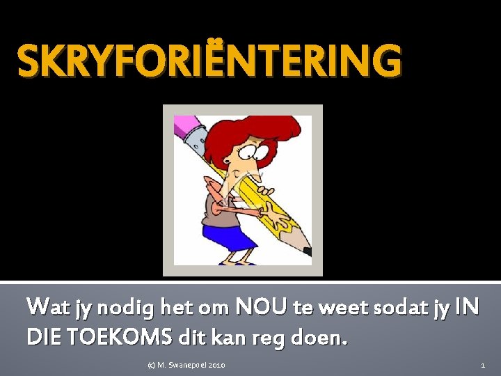 SKRYFORINTERING Wat jy nodig het om NOU te
