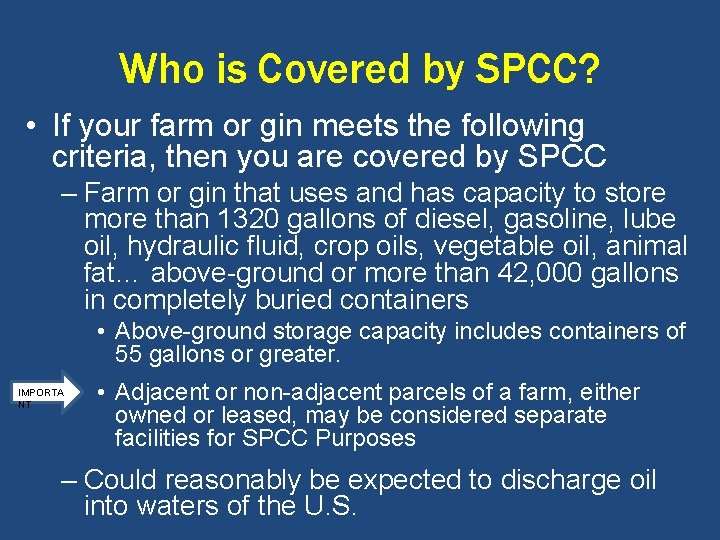 Oil Spill Prevention Control and Countermeasure SPCC Program