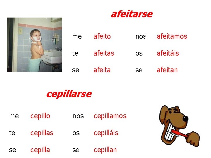REFLEXIVE VERBS Yes because there Please take will