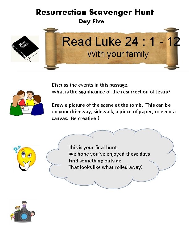 Resurrection Scavenger Hunt Day One Read Mark 14