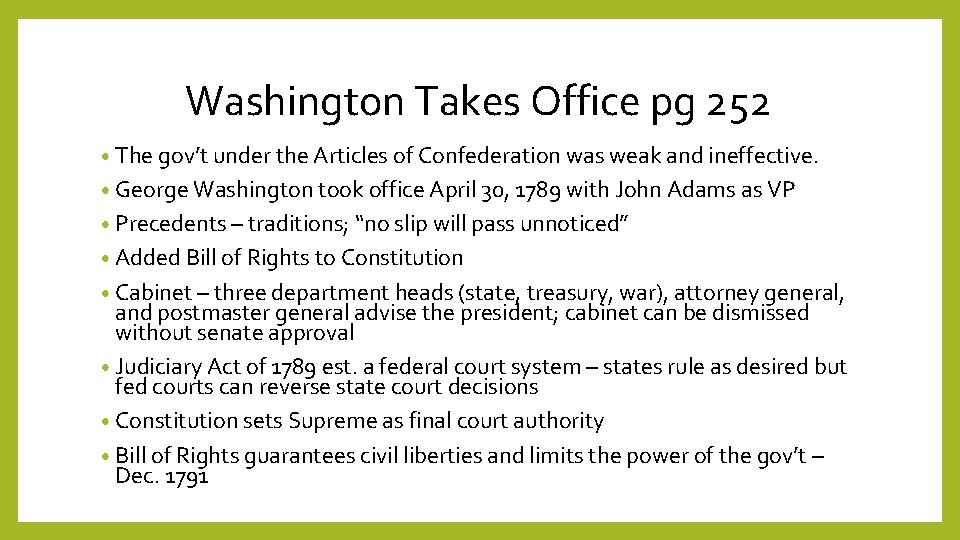 CHAPTER 9 The Federalist Era 9 1 The