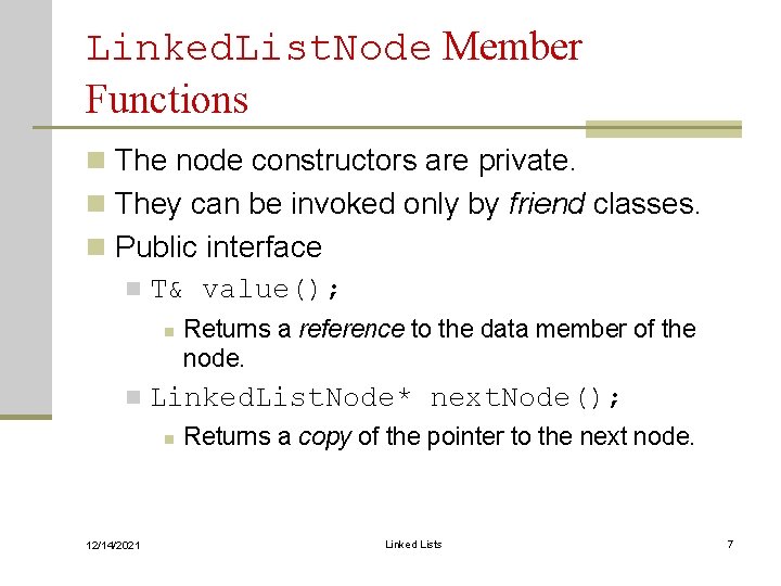 Linked Lists Lecture 18 Tue Mar 7 2006