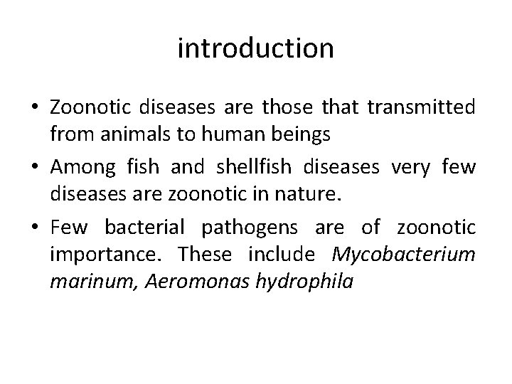 Zoonotic and OIE listed notifiable diseases introduction Zoonotic