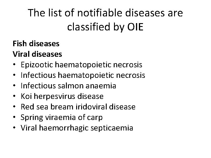 Zoonotic and OIE listed notifiable diseases introduction Zoonotic