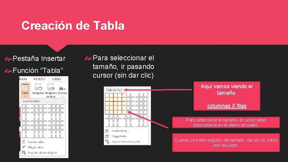 Tablas en Power Point Creacin de Tabla Pestaa