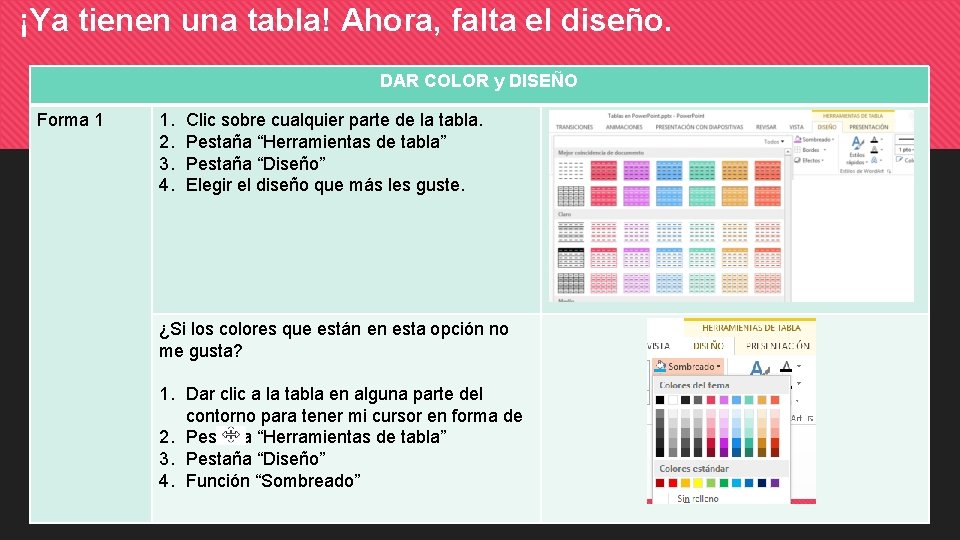 Tablas en Power Point Creacin de Tabla Pestaa