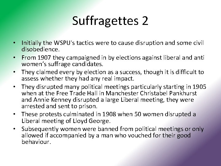 Womens Suffrage in the UK By Mike Allen